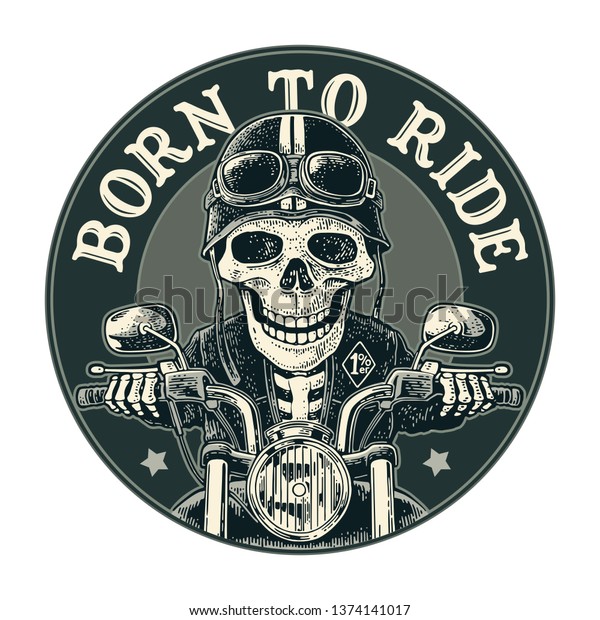 Skeleton Driving Motorcycle Rides Skull Dressed Stock Vector (Royalty ...