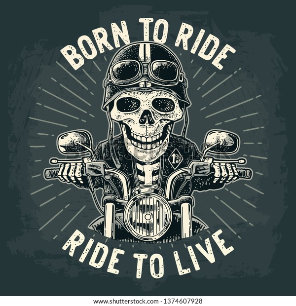 Skeleton Driving Motorcycle Rides Vector Vintage: vetor stock (livre de ...