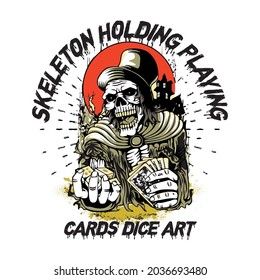 Skeleton Holding Playing Cards Dice Art Stock Vector (Royalty Free ...