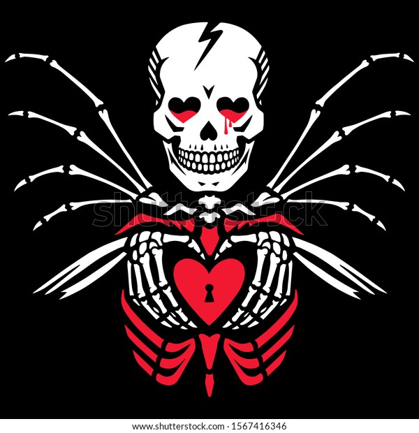 Skeleton Holds Heart His Hands Skeleton Stock Vector (Royalty Free ...
