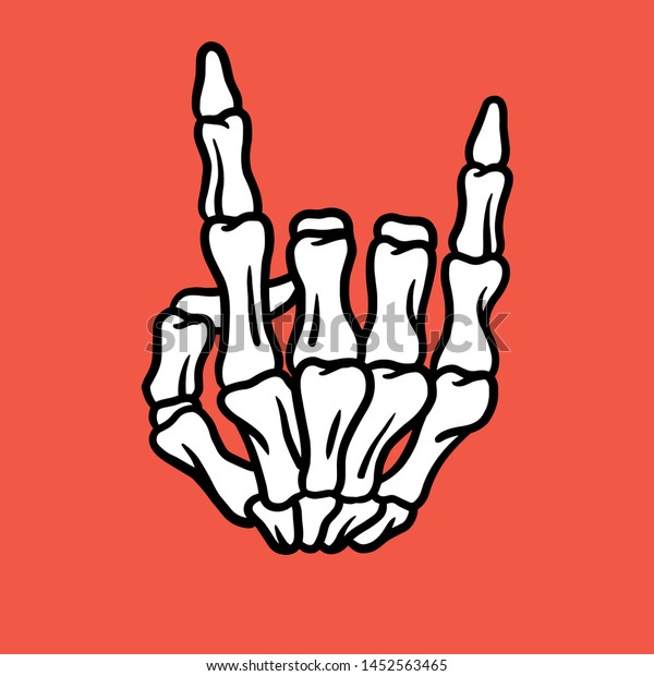 Skeleton Horn Hand On Red Background Stock Vector (Royalty Free ...