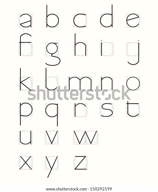 Skeleton Minuscule Letters Geometric Grid Roman Stock Vector (Royalty ...