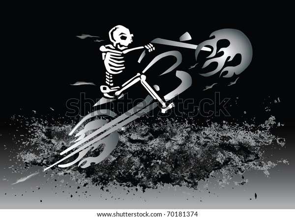 Skeleton On Flaming Motorcycle Eps File Stock Vector (Royalty Free ...