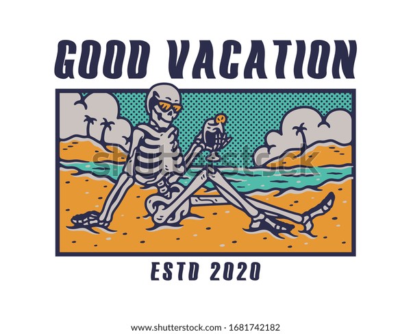 Skeleton Relaxing On Beach Vector Illustration Stock Vector (Royalty ...