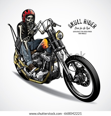 Skeleton Riding Motorcycle Vector Illustration Stock Vector (Royalty ...