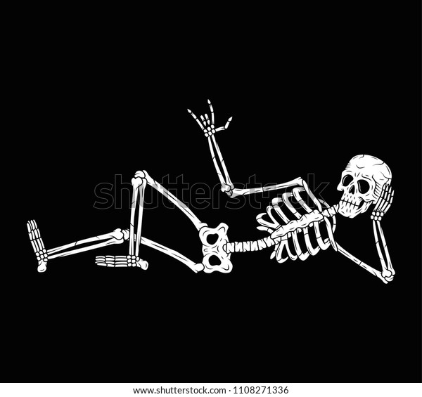 Skeleton Rock Sign Gesture Black Background: vetor stock (livre de ...
