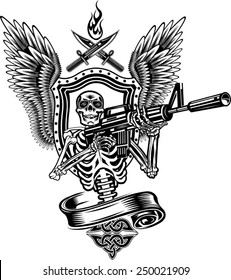Skeleton Shooting Rifle Stock Vector (Royalty Free) 250021909 ...