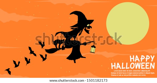 Skeleton Witch Flying On Sky Stock Vector (Royalty Free) 1501182173