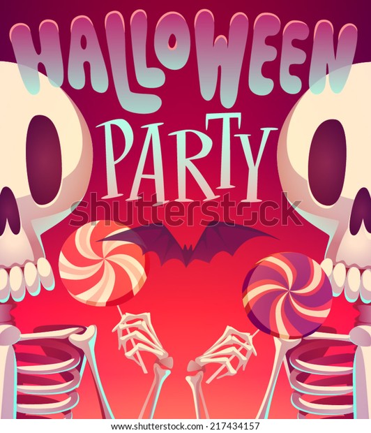 Skeletons Halloween Poster Background Card Vector Stock Vector (Royalty ...