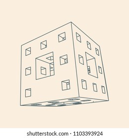 Sketch Abstract Cube Shape Holes Stock Vector (Royalty Free) 1103393924 ...