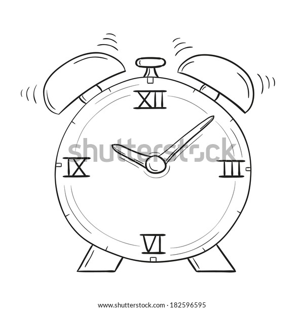 Sketch Alarm Clock On White Background Stock Vector (Royalty Free ...