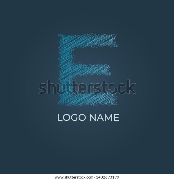 Sketch Alphabet E Logo Blue Colour Stock Vector (Royalty Free ...