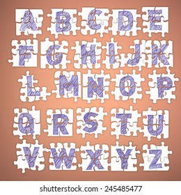 Sketch Alphabet Puzzle Vector Stock Vector (Royalty Free) 245485477 ...