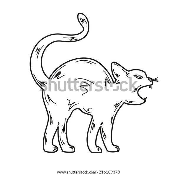 Sketch Angry Cat On White Background Stock Vector (Royalty Free ...