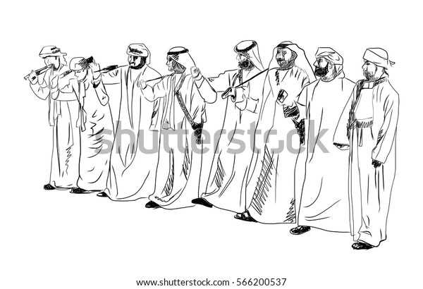 Sketch Arabic Traditional Dance Vector Stock Vector (Royalty Free ...