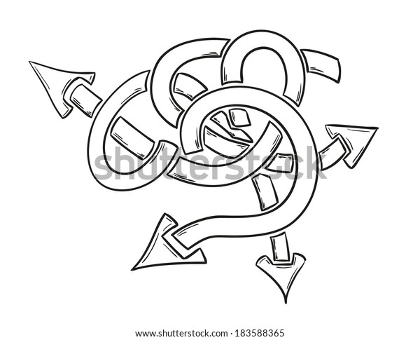 Sketch Arrows Mess Symbol Many Ways: Stock-Vektorgrafik (Lizenzfrei ...