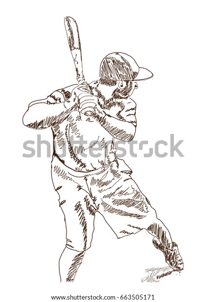 Sketch Baseball Player Playing Game Vector Stock Vector (Royalty Free ...