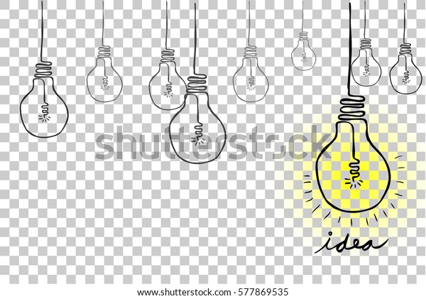 Sketch Bulb Idea Transparent Effect Background Stock Vector (Royalty ...