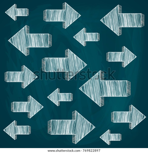 Sketch Bulk White Arrows Showing Different Stock Vector (Royalty Free ...
