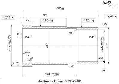 Sketch Bushing Engineering Drawing Lines Angle Stock Vector (Royalty ...