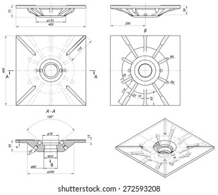 Sketch Bushing Engineering Drawing Lines Squares: vector de stock ...