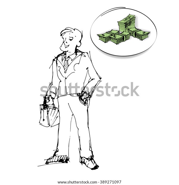 Sketch Business Man Money Stack Idea Stock Vector (Royalty Free ...