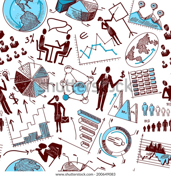 Sketch Business Organization Structure Working Seamless Stock Vector ...