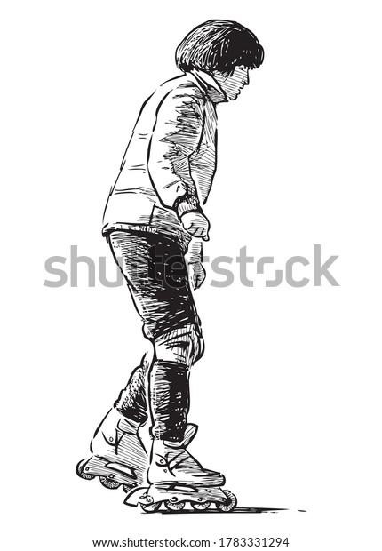 Sketch Casual City Woman Riding On Stock Vector Royalty Free