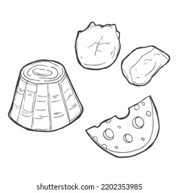 Sketch Cheese Collection Vector Illustration Different Stock Vector ...