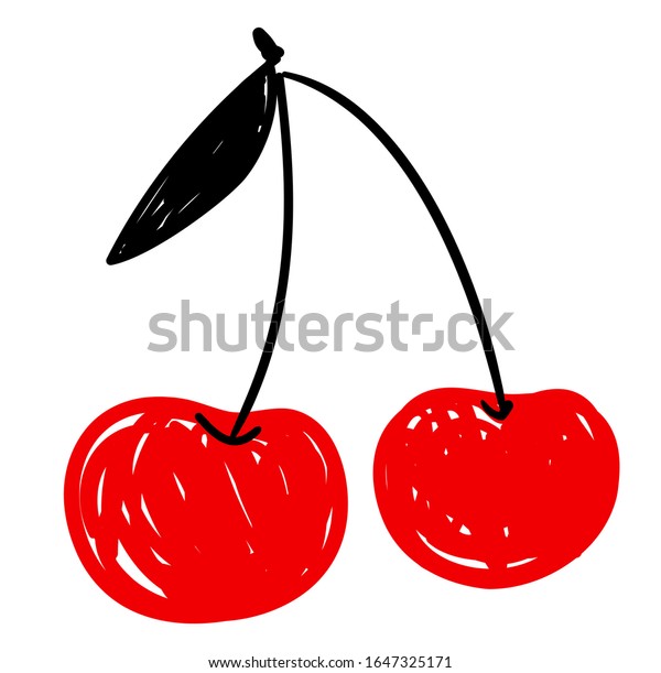 Sketch Cherry Isolated On White Background Stock Vector (Royalty Free ...