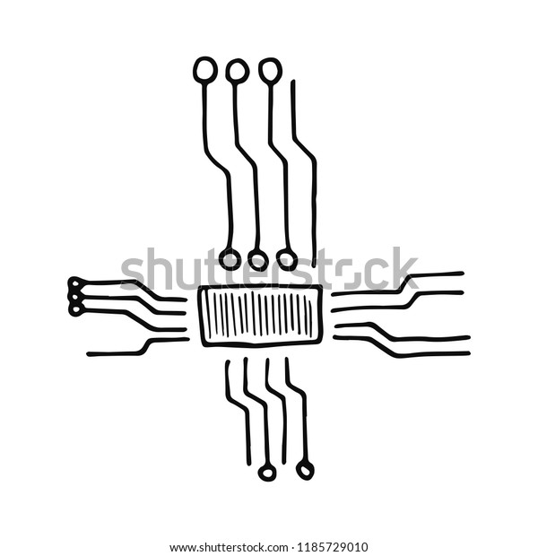 Sketch Chip Isolated On White Background Stock Vector (Royalty Free ...