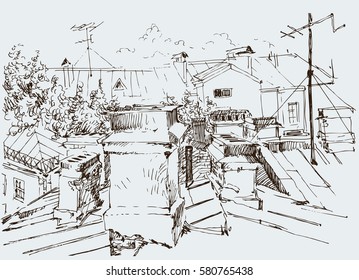 Marble Quarry Sketch Stock Illustration 785087494