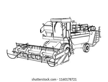 Sketch Combine Harvester Vector: เวกเตอร์สต็อก (ปลอดค่าลิขสิทธิ์ ...