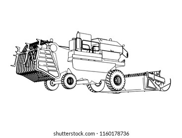Sketch Combine Harvester Vector: เวกเตอร์สต็อก (ปลอดค่าลิขสิทธิ์ ...