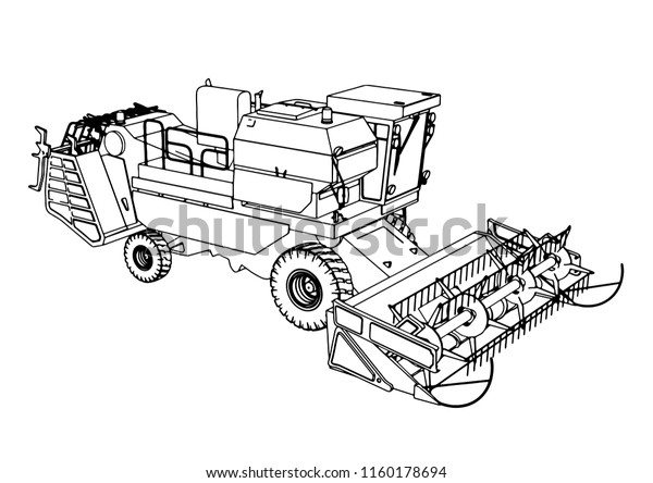 Sketch Combine Harvester Vector Stock Vector (Royalty Free) 1160178694 ...