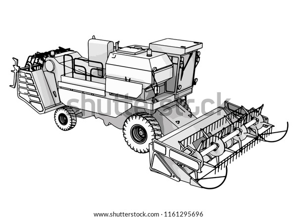 Sketch Combine Harvester Vector Stock Vector (Royalty Free) 1161295696 ...
