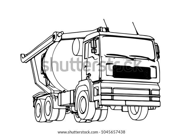 Sketch Concrete Mixer Vector Stock Vector (Royalty Free) 1045657438