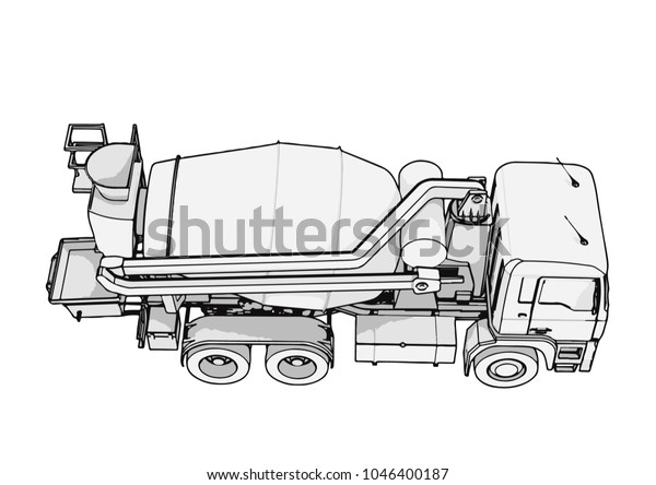 Sketch Concrete Mixer Vector Stock Vector (Royalty Free) 1046400187