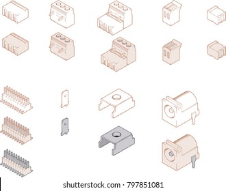 Sketch Connector Collection Isometric View Stock Vector (Royalty Free ...