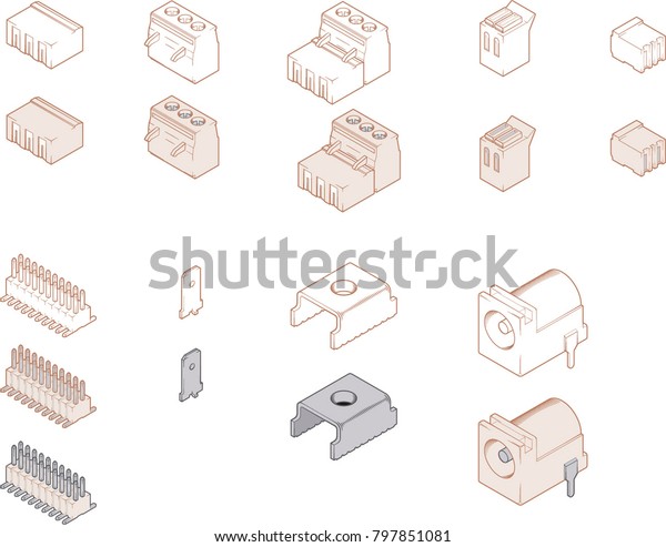 Sketch Connector Collection Isometric View Stock Vector (Royalty Free ...