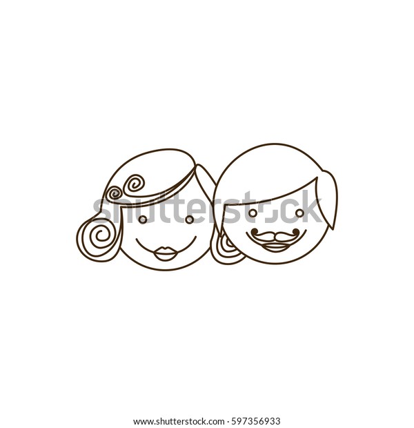 Sketch Contour Cartoon Parent Faces Vector Stock Vector (Royalty Free ...