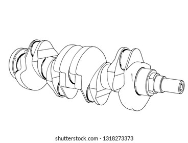 Sketch Crankshaft Vector Stock Vector (Royalty Free) 1318273373 ...