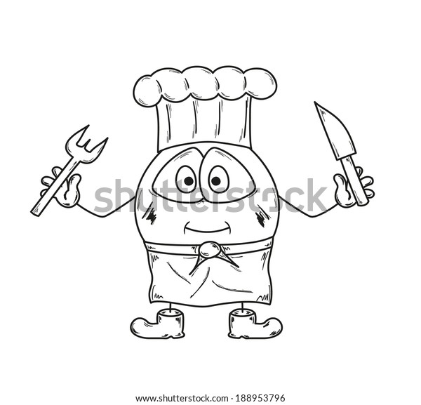 Sketch Cute Cook Creature On White Stock Vector (Royalty Free ...