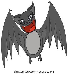 Sketch Cute Vampire Bat Spread Wings Stock Vector (Royalty Free ...