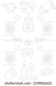 Sketch Cutlery Background Single Line Drawing Stock Vector (Royalty ...