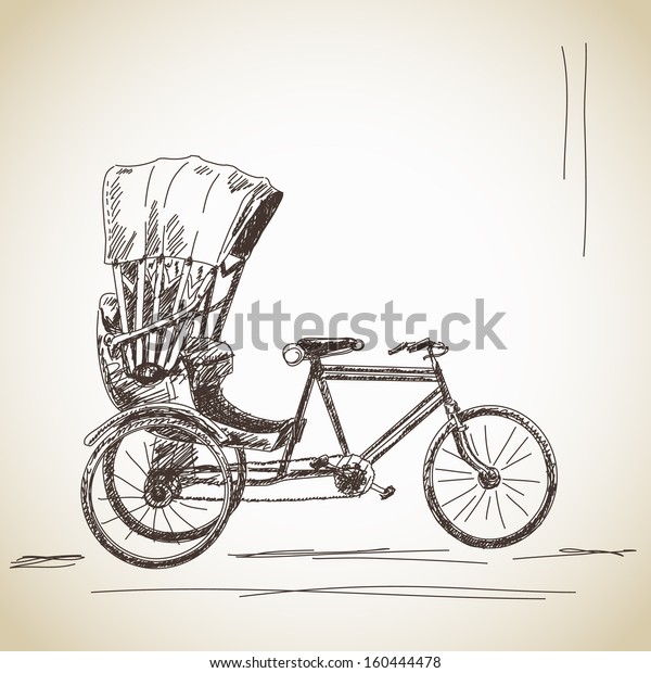 Sketch Cycle Rickshaw Stock Vector (Royalty Free) 160444478 | Shutterstock