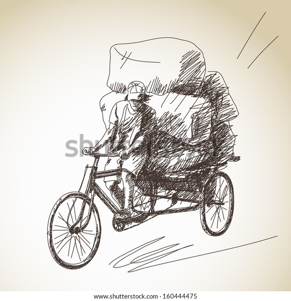 Sketch Cycle Rickshaw Delivery 库存矢量图（免版税）160444475 | Shutterstock