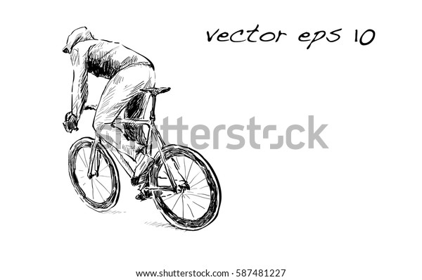 Sketch Cyclist Riding Fixed Gear Bicycle Stock Vector (Royalty Free ...