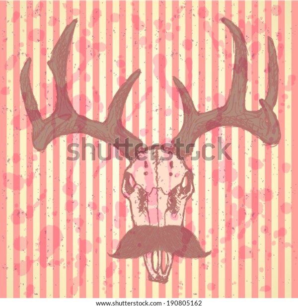 Sketch Deer Mustache Vector Vintage Background Stock Vector (Royalty ...