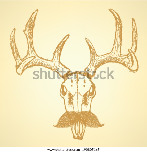 Sketch Deer Mustache Vector Vintage Background Stock Vector (Royalty ...